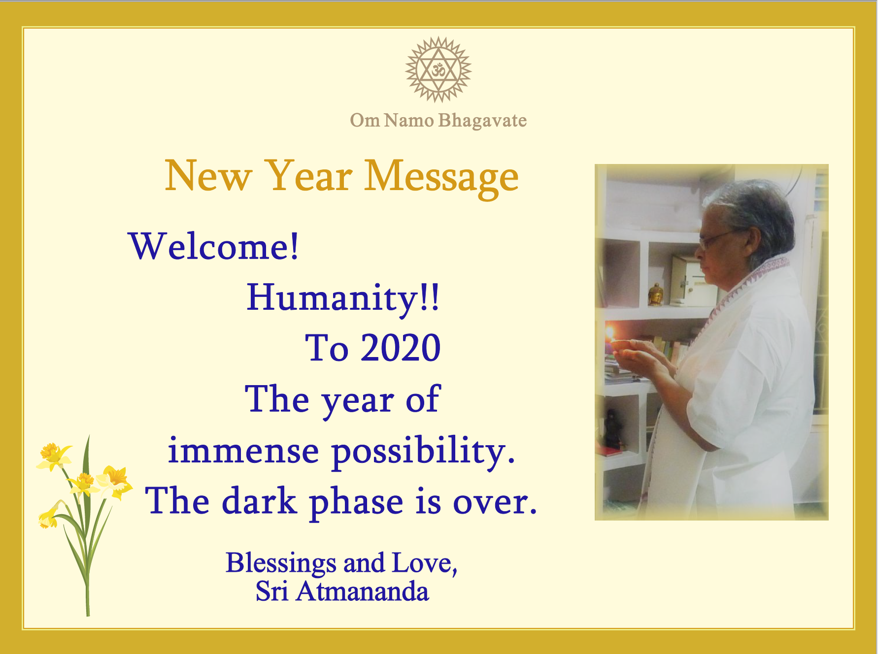 New Year Message 2020 – Swami Sri Atmananda
